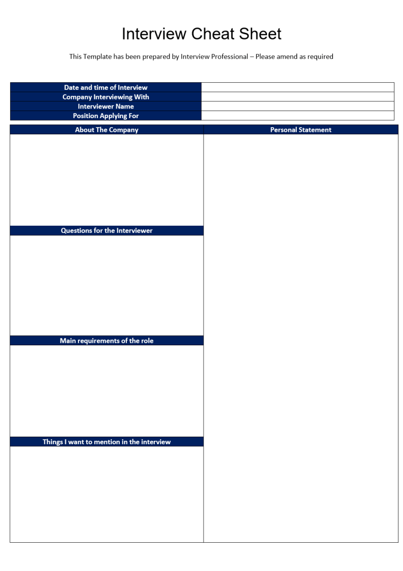 Basic Interview Template for Jobseekers