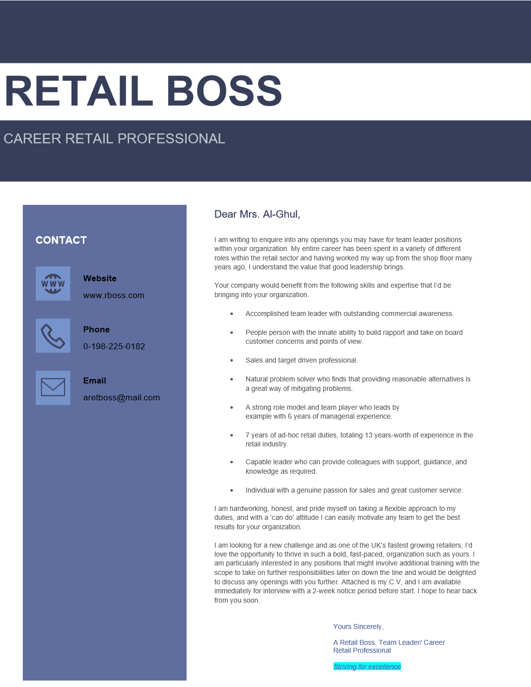 SpeculativeCoverEmailexample-RetailBoss - Interview Professional